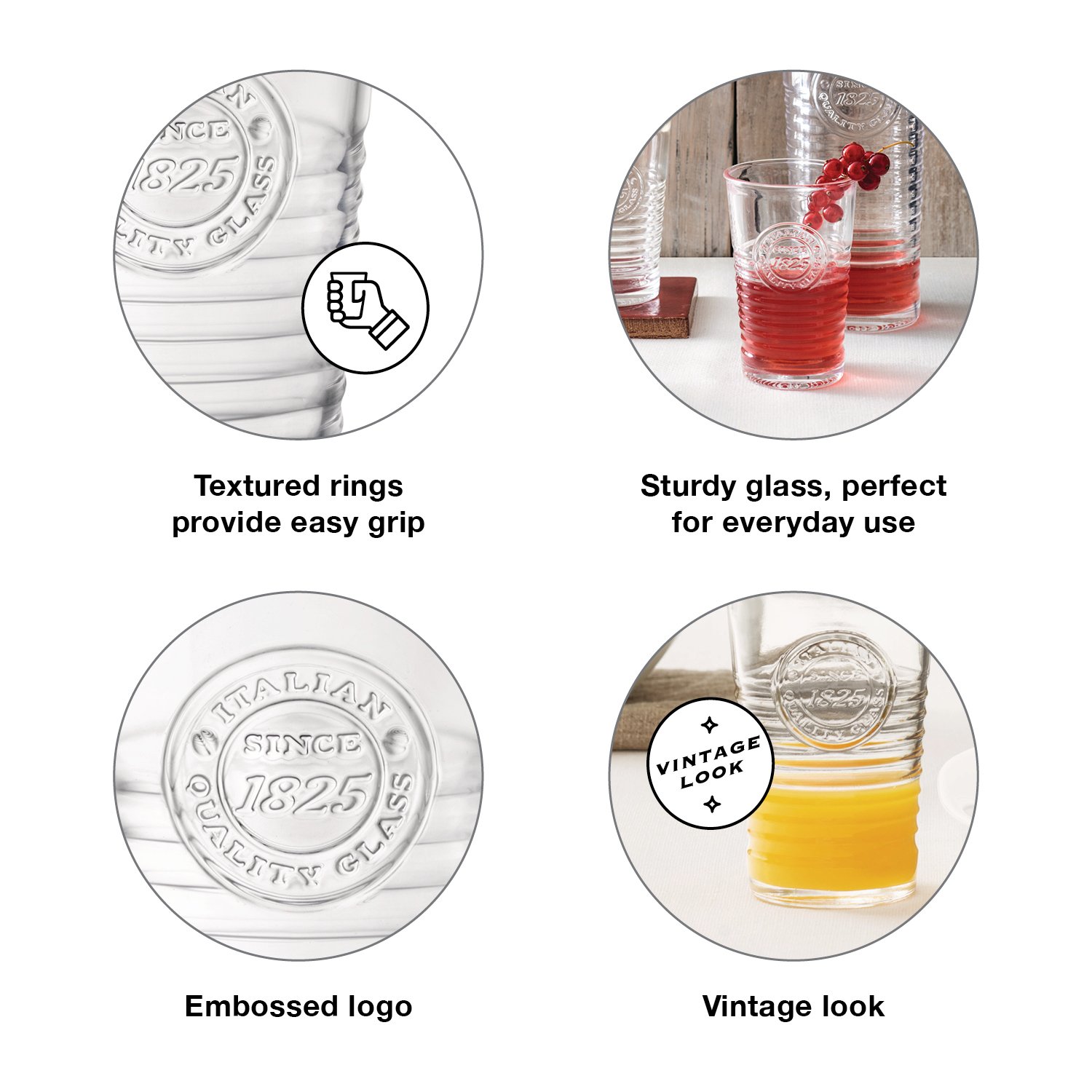 Bormioli Rocco Officina 1825 Rocks Set of Four, Clear