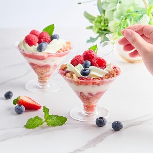 Kucoele 40 PCS Mini Plastic Martini Glasses, 5oz Dessert Cups Disposable Cocktail Glasses Party Glasses Drinkware for Wine, Champagne, Margarita