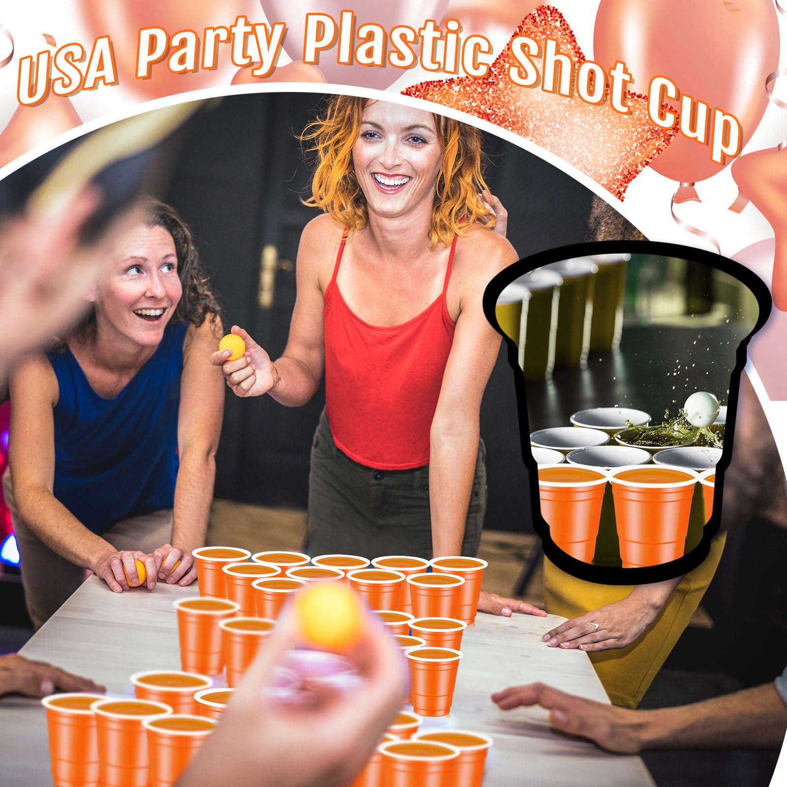 Layhit 200 Pack 2oz Shot Cups Plastic Shot Glasses Mini Disposable Cups for St. Patrick's Day Wedding Party Supplies Beer Drinking Serving Snacks Samples Tastings(Orange)