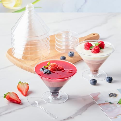 Kucoele 40 PCS Mini Plastic Martini Glasses, 5oz Dessert Cups Disposable Cocktail Glasses Party Glasses Drinkware for Wine, Champagne, Margarita