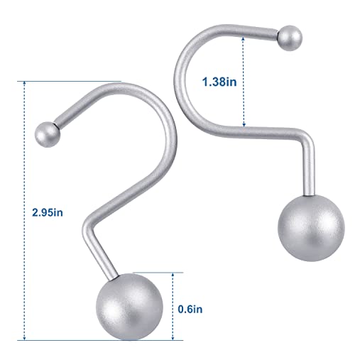 TOPROD Shower Curtain Hooks Rings, Classic Heavy Duty Shower Ball Hooks Rust Proof, Shower Rings Hangers for Bathroom Shower Curtain Rods Curtains, Free Gliding, Set of 12, Silver