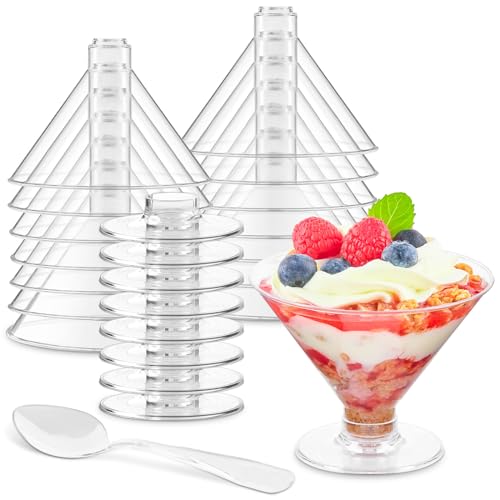 Kucoele 40 PCS Mini Plastic Martini Glasses, 5oz Dessert Cups Disposable Cocktail Glasses Party Glasses Drinkware for Wine, Champagne, Margarita
