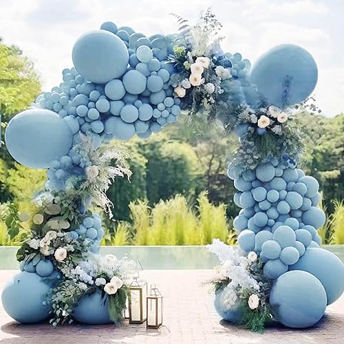 Pastel Baby Blue Balloons - Double Stuffed Light Blue Balloon Garland Arch Kit Different Sizes for Baby Shower Gender Reveal Birthday Party Decoration