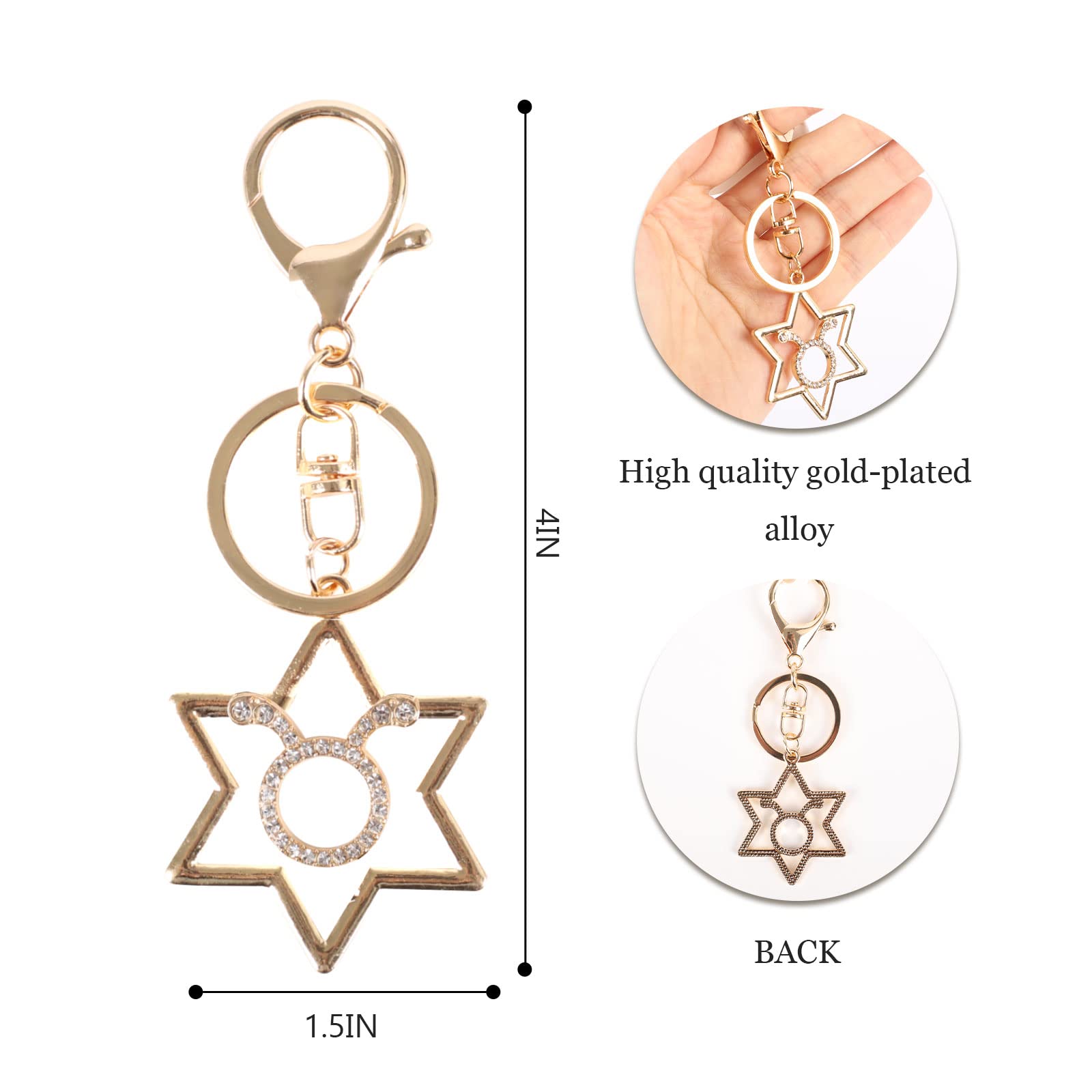 Mwuyrlw Letter Keychain,Number Keychain,Constellation Keychain for Women,Crystal Rhinestone Key Rings for Handbag Purse (Taurus Keychain)