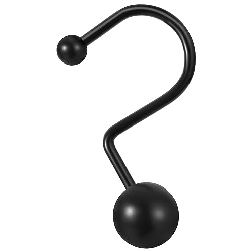 TOPROD Shower Curtain Hooks Rings, Classic Decorative Heavy Duty Shower Ball Hooks Rust Proof, Shower Rings Hangers for Bathroom Shower Curtain Rods Curtains, Free Gliding, Set of 12, Matte Black