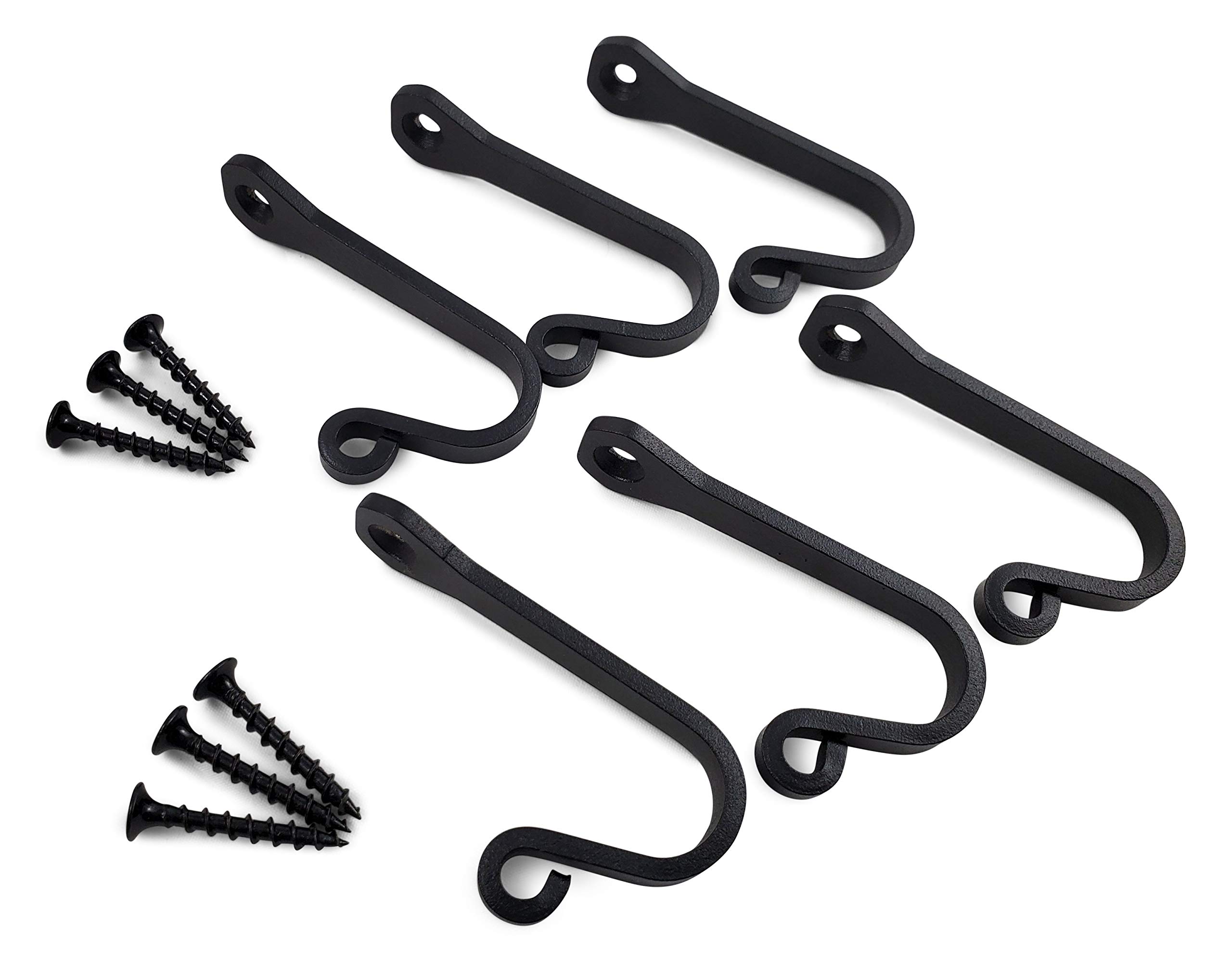 Claimed Corner - Cast Iron Wall Mounted Coat Towel Hat Scarf Bag Hook - 5 Pack (Multi Purpose (Black))