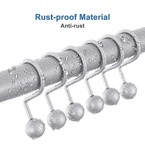 TOPROD Shower Curtain Hooks Rings, Classic Heavy Duty Shower Ball Hooks Rust Proof, Shower Rings Hangers for Bathroom Shower Curtain Rods Curtains, Free Gliding, Set of 12, Silver