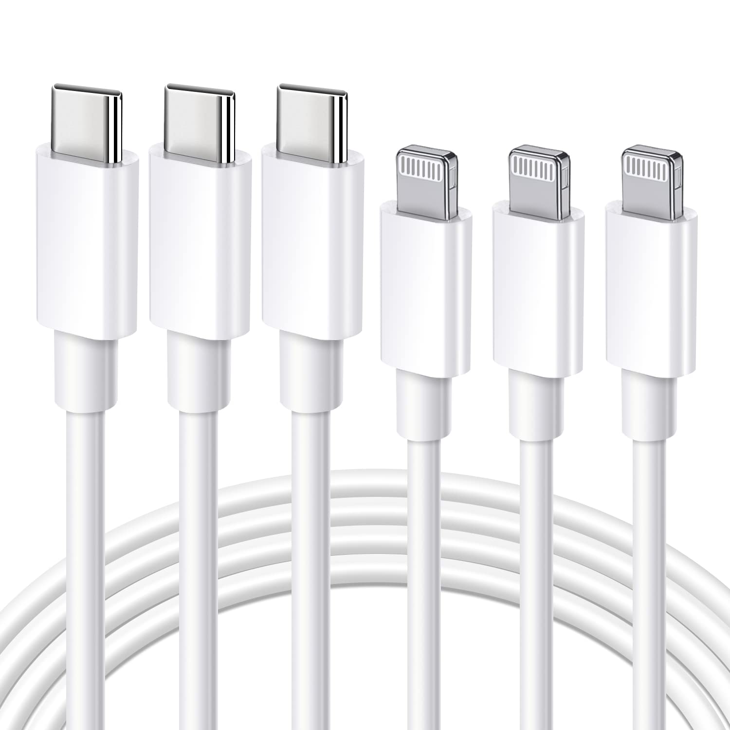 Ximytec [MFi Certified] USB C to Lightning Cable 3Pack 6FT iPhone Fast Charger Cable Type C Charging Cord Compatible with iPhone 14 13 13 Pro Max 12 12 Pro Max 11 XS XR X 8 iPad,White