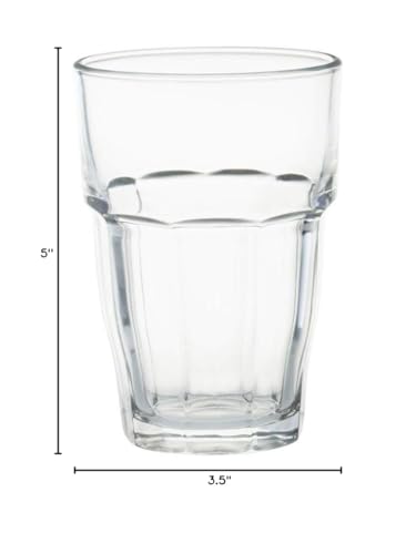 Bormioli Rocco Glass Co., Inc. Rock Bar 16.25 oz. Stackable Cooler Glass for Cold Drinks, Juices, and Cocktails, Set of 6, Clear