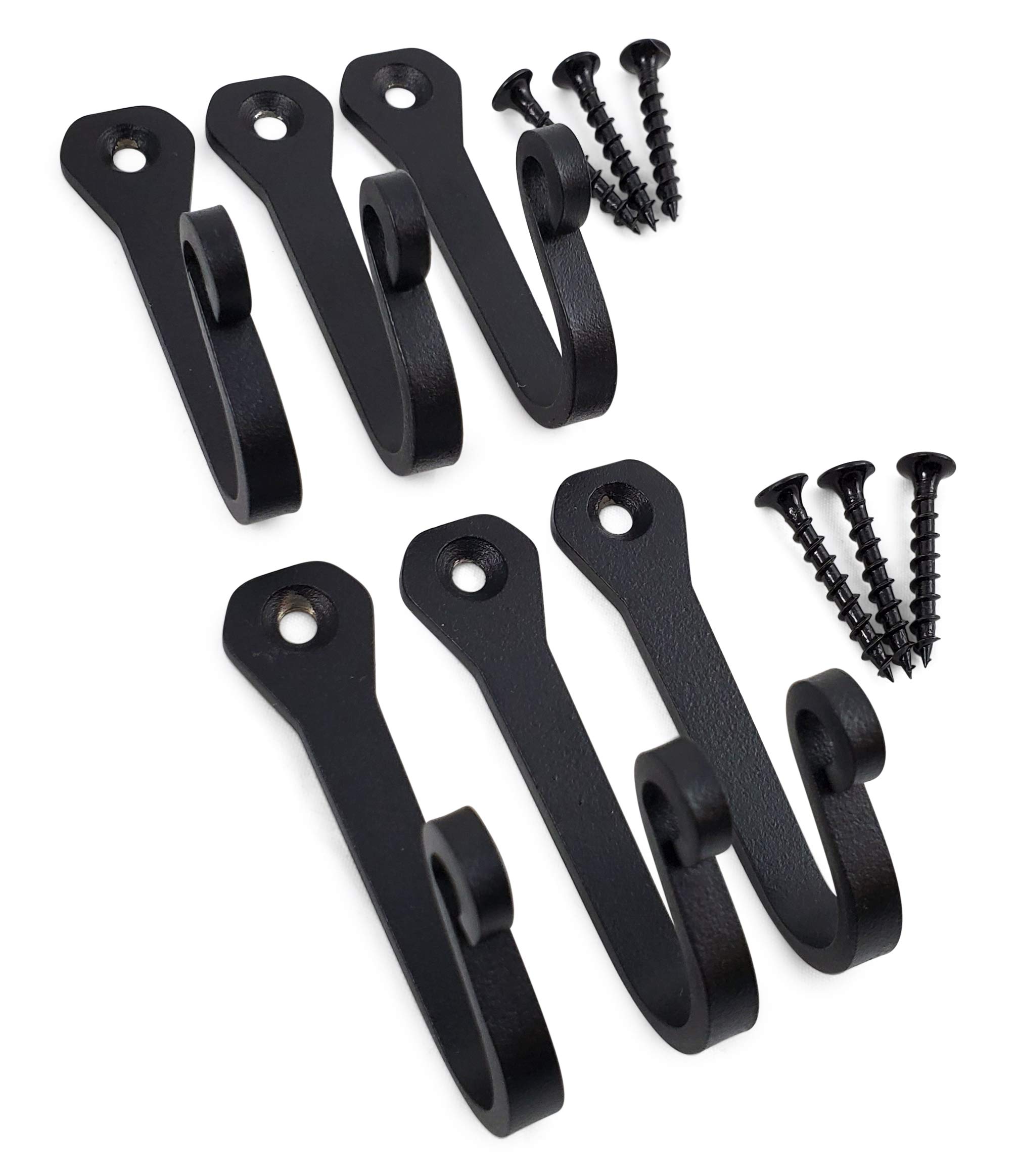 Claimed Corner - Cast Iron Wall Mounted Coat Towel Hat Scarf Bag Hook - 5 Pack (Multi Purpose (Black))
