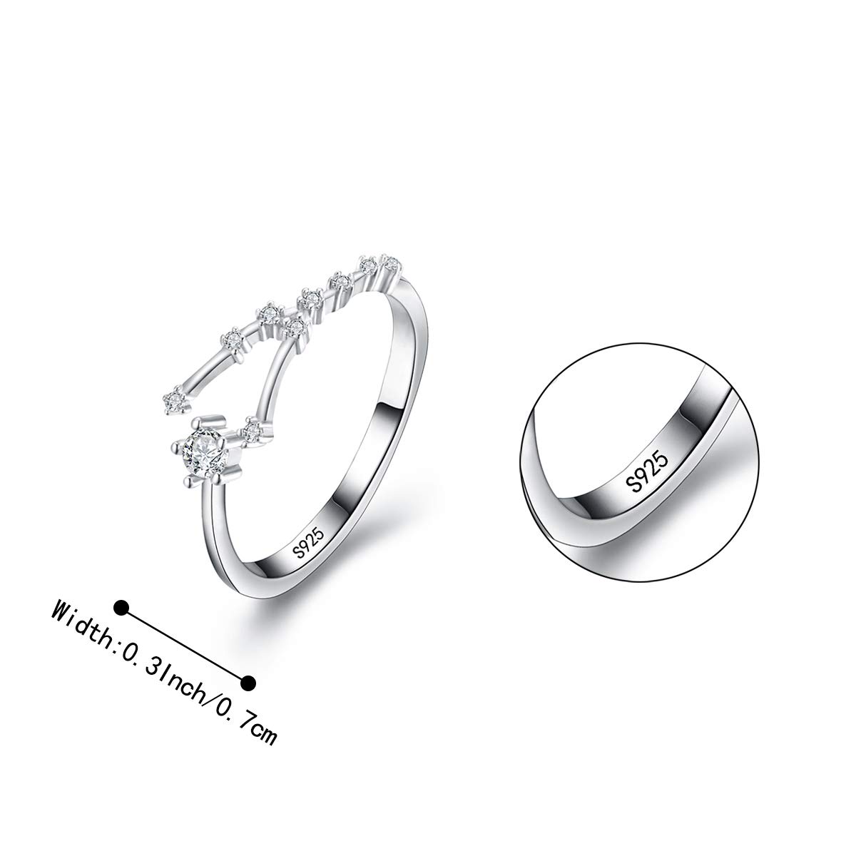 BriLove 925 Sterling Silver CZ Ring for Mom Women -Taurus Horoscope Zodiac 12 Constellation Astrology Adjustable Rings for Statement Valentines Day/Anniversary/Mothers Day/Birthday/Christmas