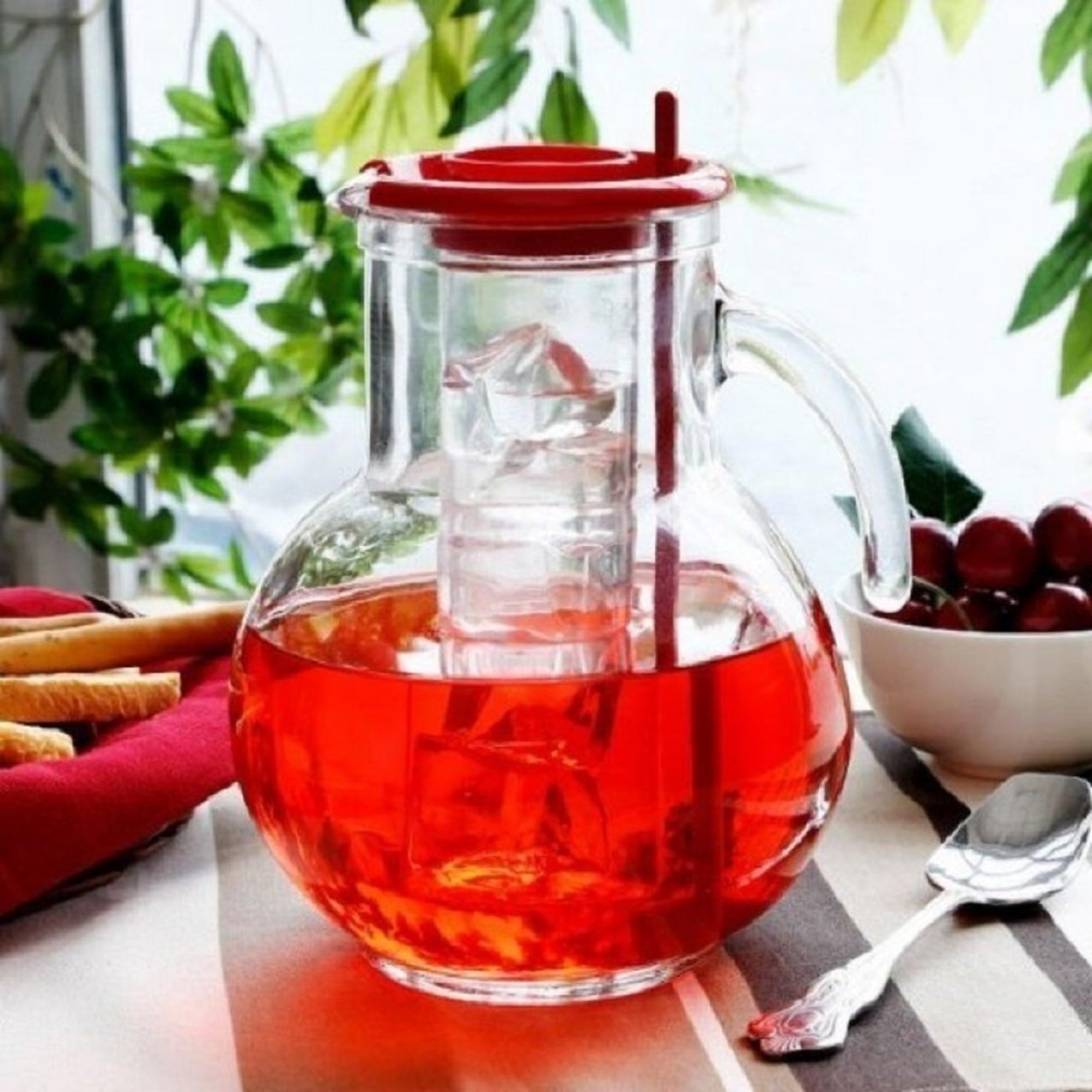 Bormioli Rocco Kufra Jug with Ice Container and White Lid, 72-3/4-Ounce