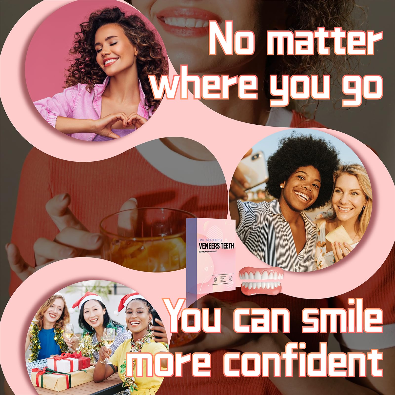 Veneers Teeth for Women, 2PCS Temporary Fake Teeth for Women and Men, Nature and Comfortable Veneers to Regain Confident Smile 2PCS