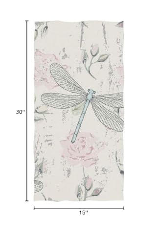 senya Grungy Floral Dragonflies Hand Towel Ultra Soft Luxury Towels for Bathroom 30"x15"