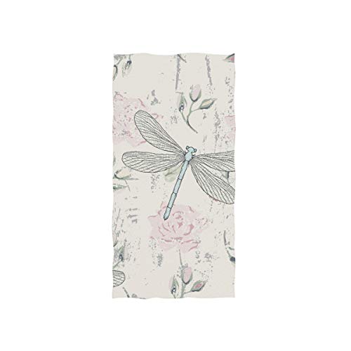 senya Grungy Floral Dragonflies Hand Towel Ultra Soft Luxury Towels for Bathroom 30"x15"