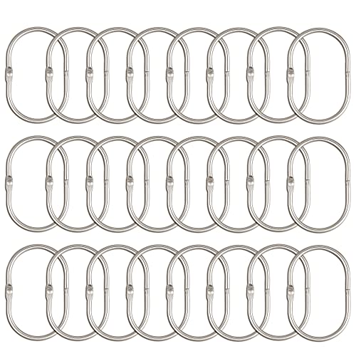 TCMAO 24 Pack Shower Curtain Hooks, Rustproof Decorative Shower Curtain Rings Metal Wide Oval Shower Hooks for Bathroom Shower Rod (Nickel)