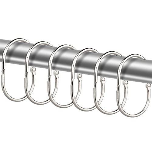 TCMAO 24 Pack Shower Curtain Hooks, Rustproof Decorative Shower Curtain Rings Metal Wide Oval Shower Hooks for Bathroom Shower Rod (Nickel)