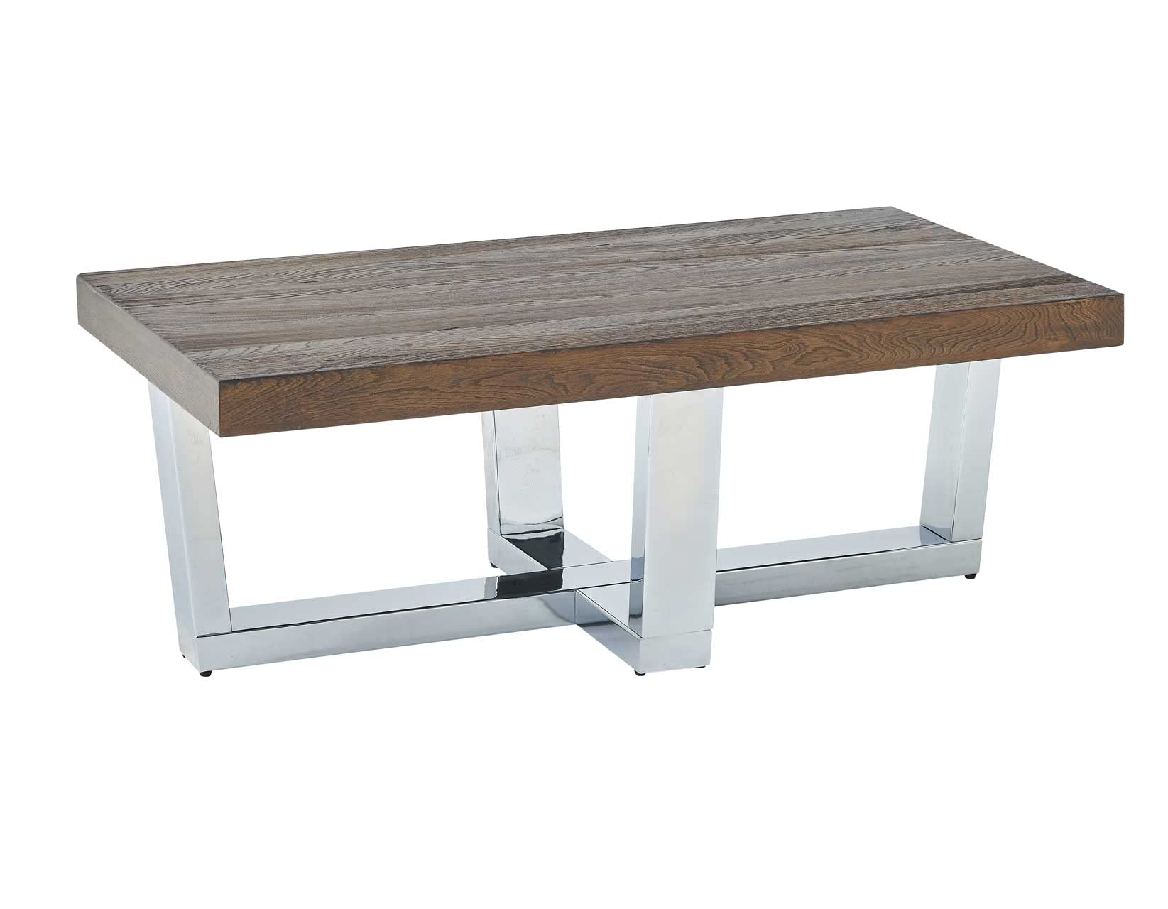 Steve Silver Furniture Laredo Cocktail Table, Rustic Modern Design w/Elm Veneers, Chrome Plated Iron Base, Chestnut Finish, 26" D x 58.92" W x 18" H, Chestnut, Brown