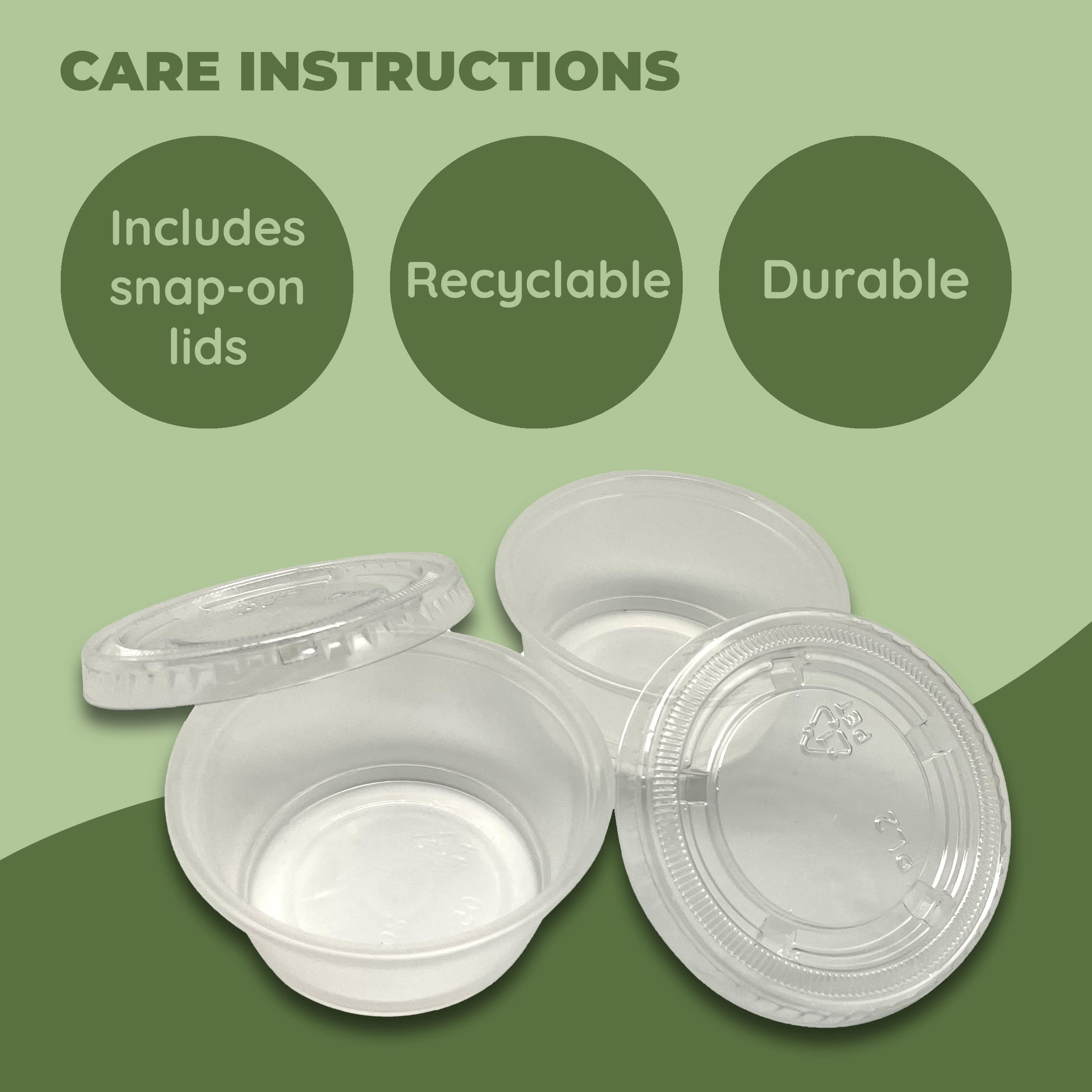 Jacent Compostable Condiment Cups with Lids, 2 oz Sauce Cups, 100 Sets per Pack: Eco-friendly for Salad Dressings, Charcuterie, Snacks and Samples