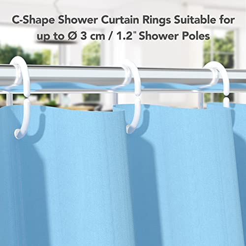 24 PCS Plastic Shower Curtain Rings,Curtain Rings Shower Curtain Hooks,Shower Curtain Rings Durable Bathroom Rings,Shower Window Rods (C-Shaped,White)