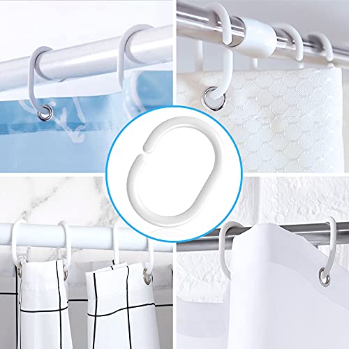 24 PCS Plastic Shower Curtain Rings,Curtain Rings Shower Curtain Hooks,Shower Curtain Rings Durable Bathroom Rings,Shower Window Rods (C-Shaped,White)