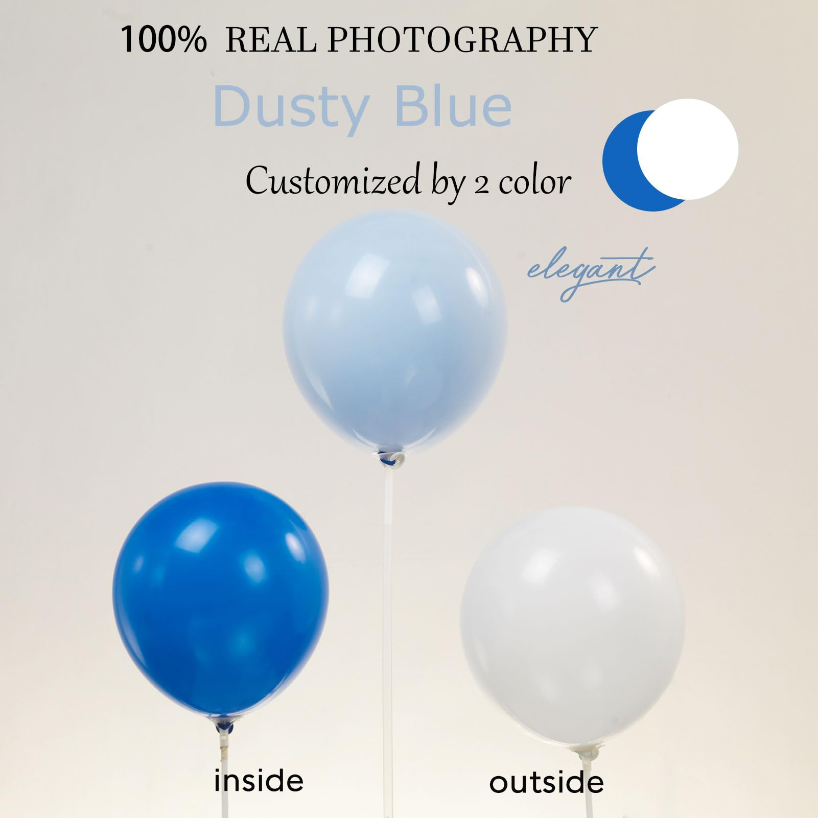 KOZEE Dusty Blue Balloons Double-Stuffed light blue balloon Different sizes 63 PACK 18+12+10+5 inch 2-layers balloon for Birthday Boby baby shower Anniversary decorations