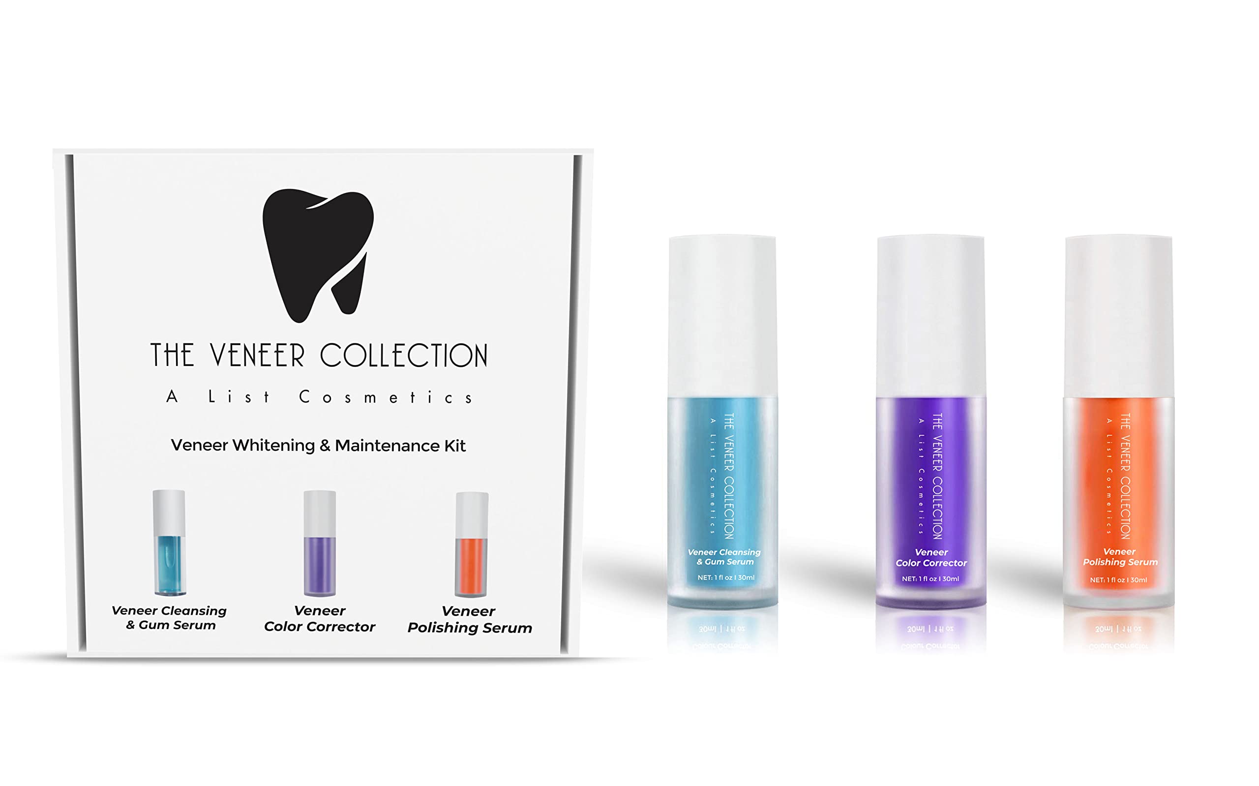 The Veneer Collection Maintenance & Whitening Kit, Whiten Veneers, Removes Stains, Porcelain Veneers, Composite Veneers