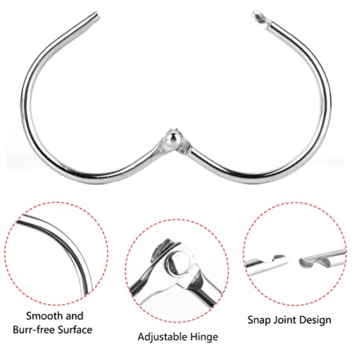 EVOOKA Shower Curtain Hooks Rings,24 Pcs Rustproof Metal Shower Hooks for Shower Curtain,Glide Smoothly Oval Shower Rings for Curtain,Shower Curtain Rings for Bathroom Shower Rod(Silver)