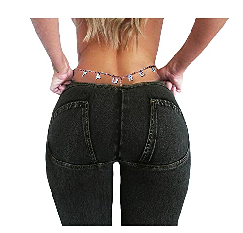 Women Sexy Rhinestone Taurus Constellation Waist Body Chain Crytal 12 Letter Pendant Belly Waist Chain T-string Thong Body Jewelry