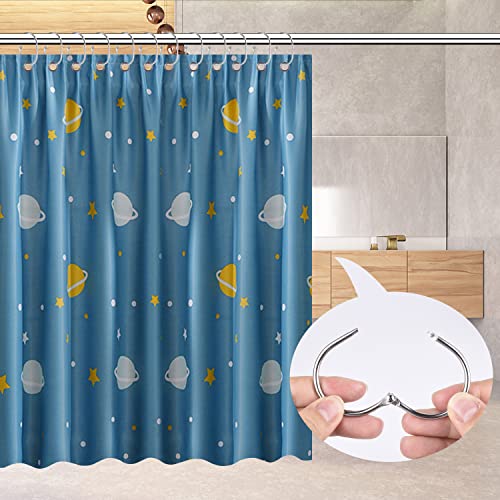 EVOOKA Shower Curtain Hooks Rings,24 Pcs Rustproof Metal Shower Hooks for Shower Curtain,Glide Smoothly Oval Shower Rings for Curtain,Shower Curtain Rings for Bathroom Shower Rod(Silver)