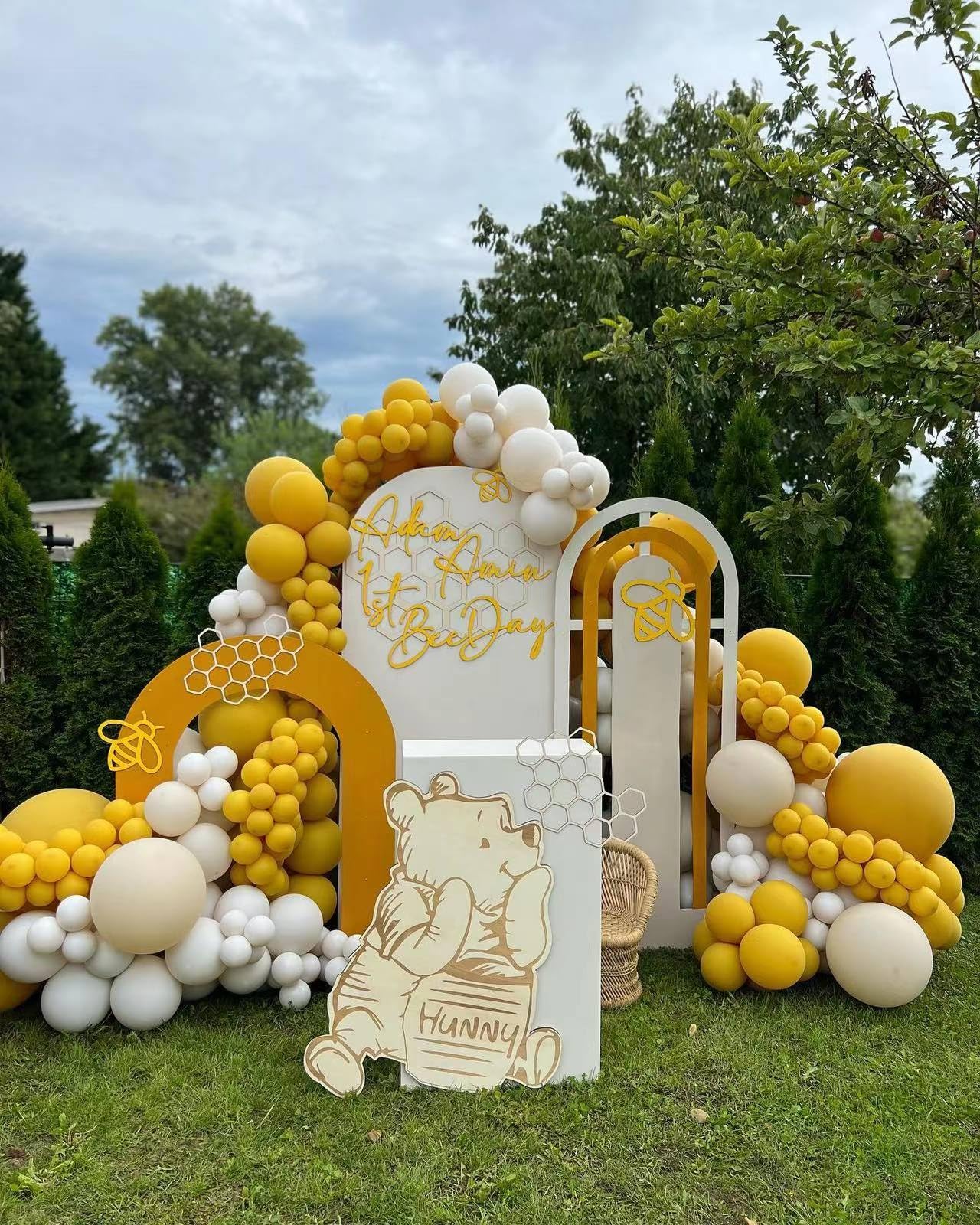 Yelloow Balloon Arch Garland Kit Lemon For Baby Shower Birthday Party Decprations 137pcs Double-Stuffed Layer Bee Brown Gray White