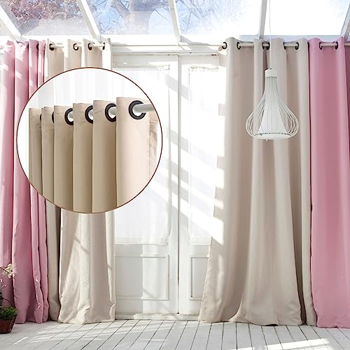 WCIC 48 PCS Curtain Grommets 40mm Roman Ring Inner Diameter (1-9/16") Nanoscale Low Noise Shower Curtain Rings for Curtain Rod Plastic Curtain Grommet Kit Black
