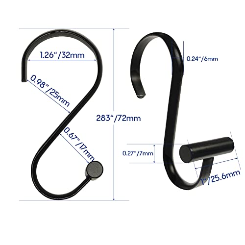 Metal Shower Curtain Hooks,Rust Proof Shower Curtain Rings for Bathroom,T-Bar Decorative Shower Curtain Hooks for Shower Rod,Set of 12(Black)