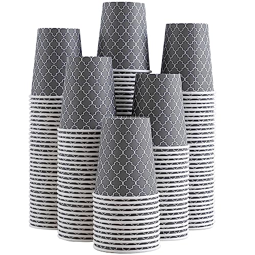 Lamosi 180 Pack 8oz Disposable Coffee Cups, Paper Cups, Hot/Cold Drinking Cup, Grey Disposable Cup, Paper Hot Coffee Cup, Paper Cup for Office, Picnic, Cafes