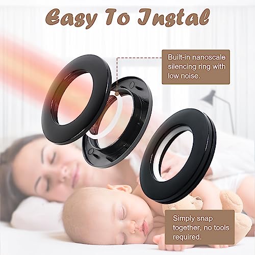 WCIC 48 PCS Curtain Grommets 40mm Roman Ring Inner Diameter (1-9/16") Nanoscale Low Noise Shower Curtain Rings for Curtain Rod Plastic Curtain Grommet Kit Black