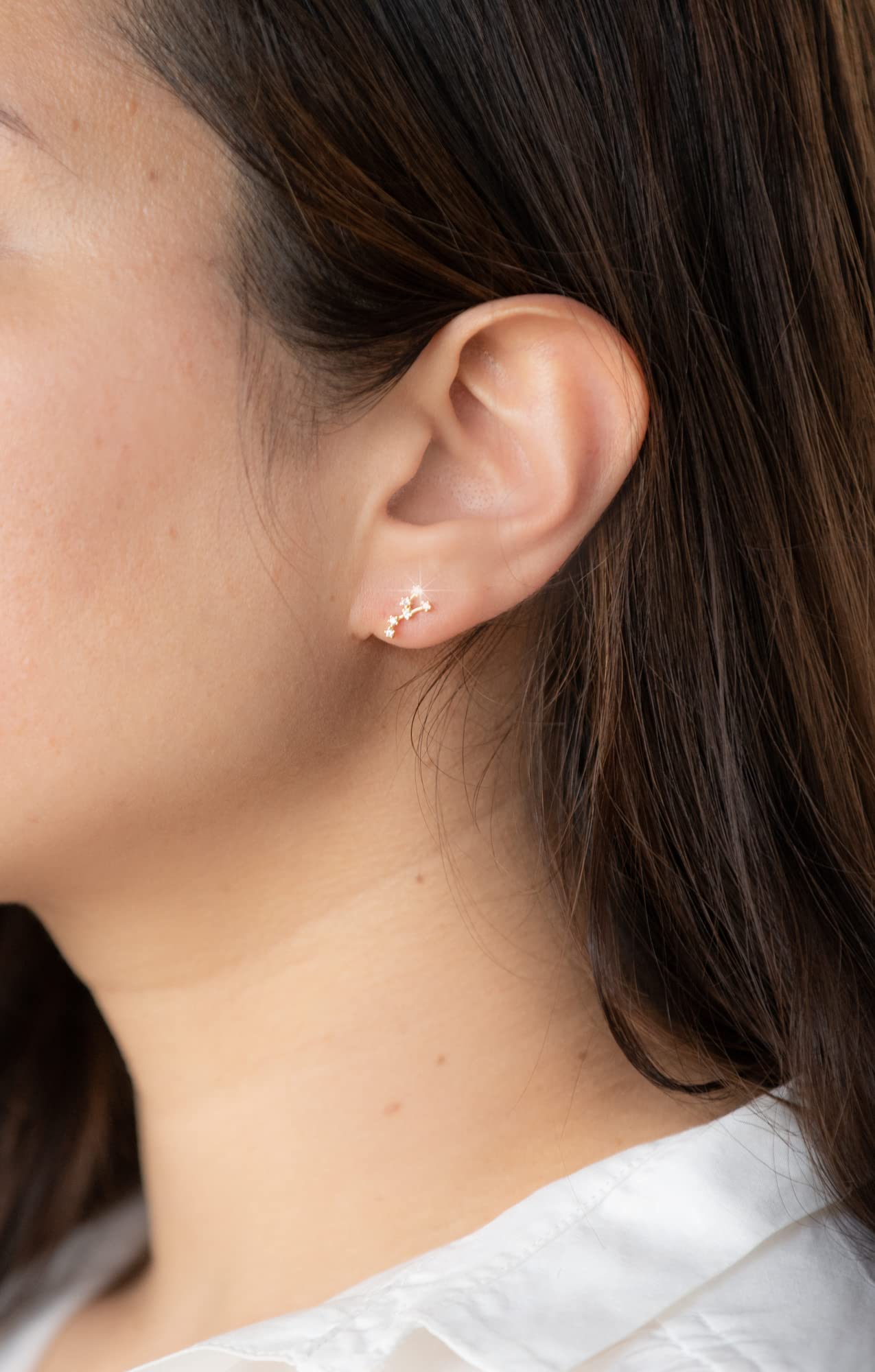TAURUS 18k Gold Mismatched Stud Earring, Zodiac Star Stud Earrings Gift Set, Birthday Astrology Gifts for Women, Teens, Birth Flower (Taurus)