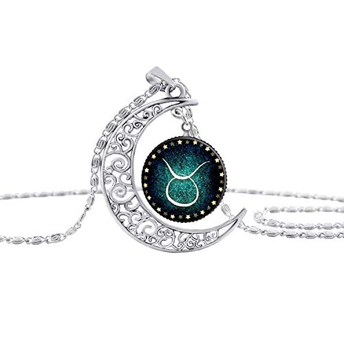 JczR.Y Taurus Constellation Necklace Pendant Time Gemstone Luminous Glow Long Sweater Chain Necklace Jewelry Fahion (Taurus)