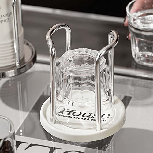 MLAFE Paper Cup Dispenser, Dixie Cup Holder, Cup Dispenser, Bar, Coffee Table Cup Holder, Mouthwash Cup Organizer, Suitable for Bathroom, Kitchen, Just Put The Counter (White)