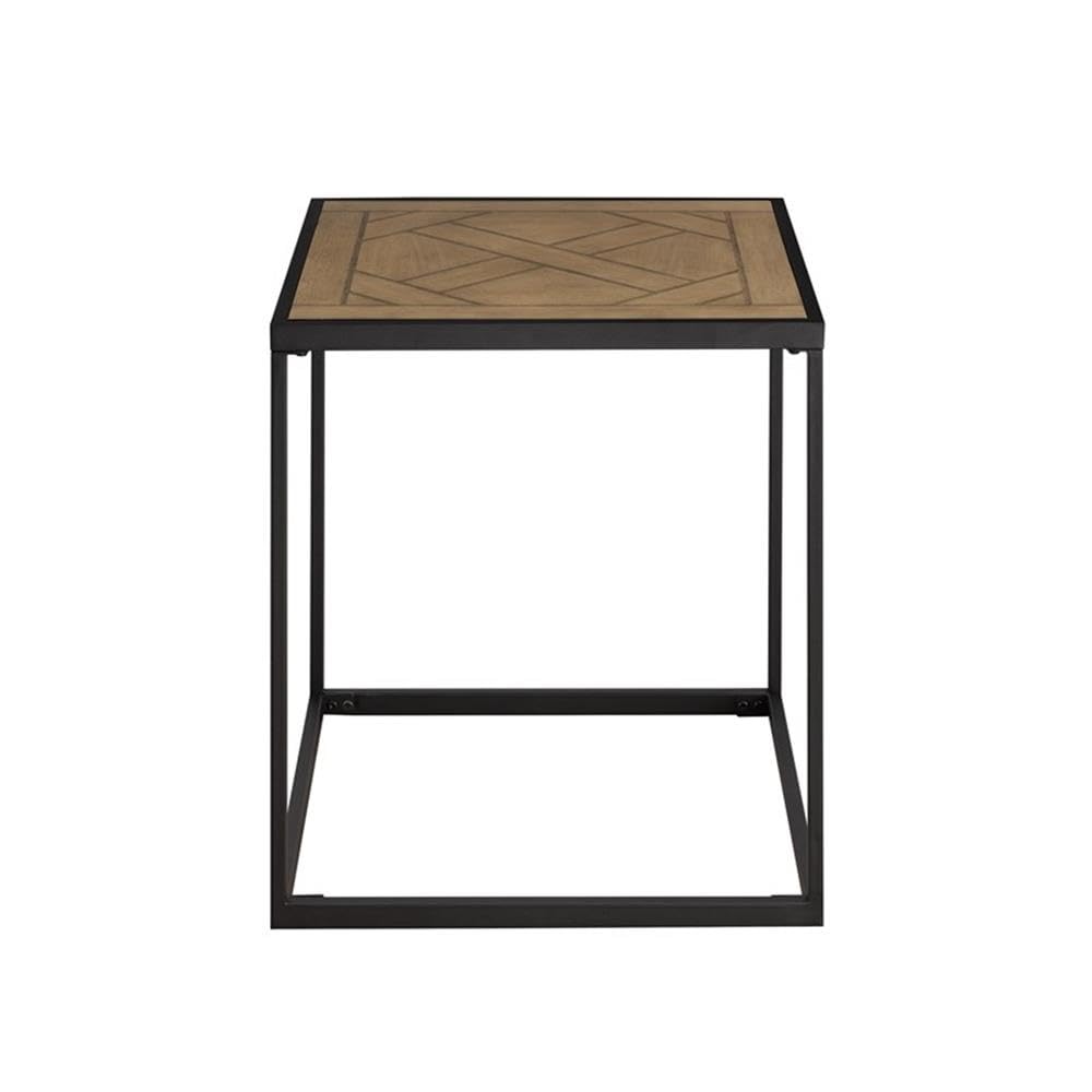 Walker Edison Cavyl Contemporary Open-Box Metal Frame Coffee Table, 48 Inch, Parquet Veneer