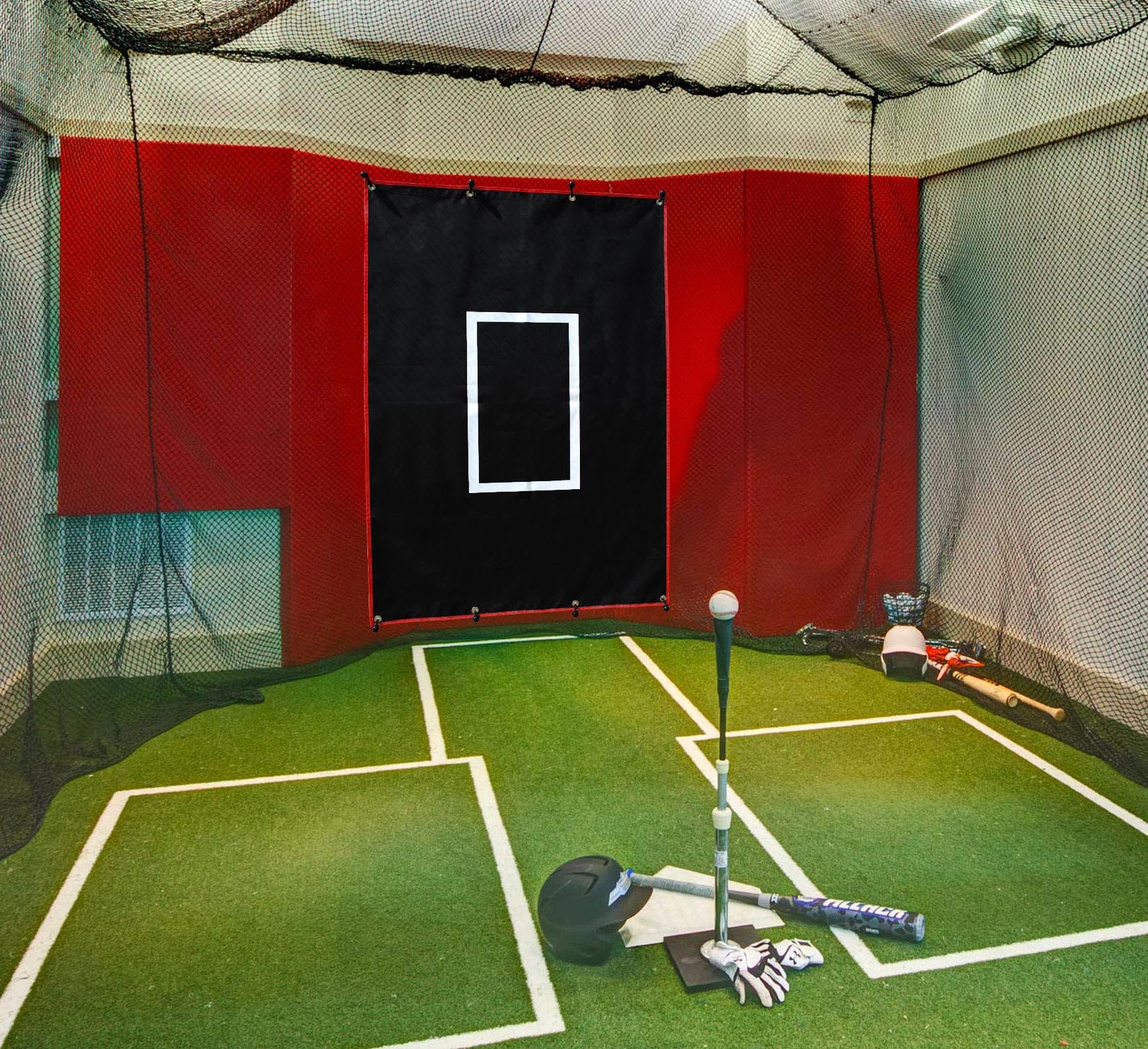 Mini Tang Baseball Batting Cage Backstop Baseball Softball Backstop with Strike Zone and Catcher Image 4'x6' Waterproof Baseball Backstop for Pitching.