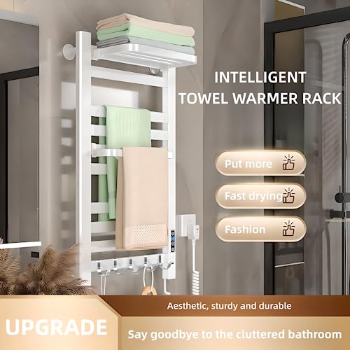 Heated Towel Rack, Electric Towel Warmer for Bathroom, Wall Hot Towel Warmer 10 Bar Touch Control, Timing, Temperature Display (10 Bar - 38in)