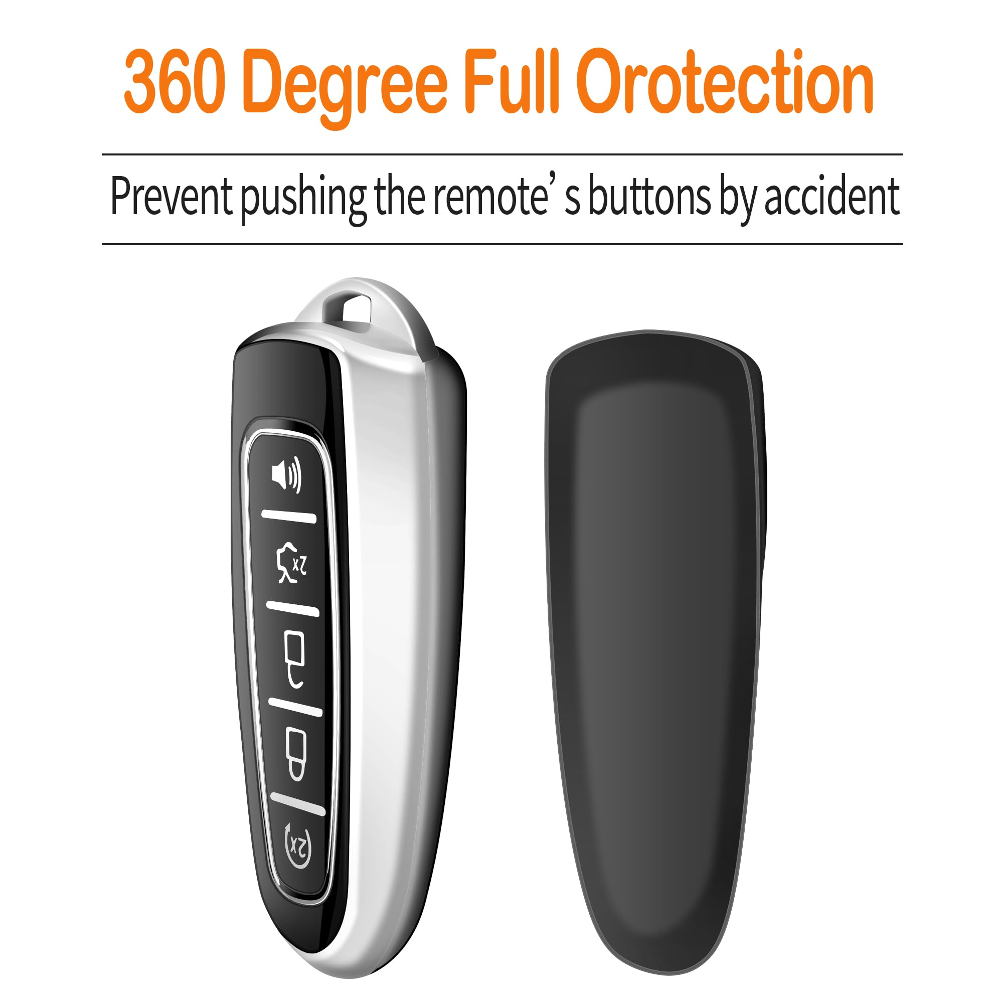 Sindeda for Ford Key Fob Cover with Keychain Soft Full Protection Key Shell Key Case Compatible with Ford C-Max Edge Escape Expedition Explorer Flex Focus Taurus Lincoln MKS MKT MKX Navigator (Silver)