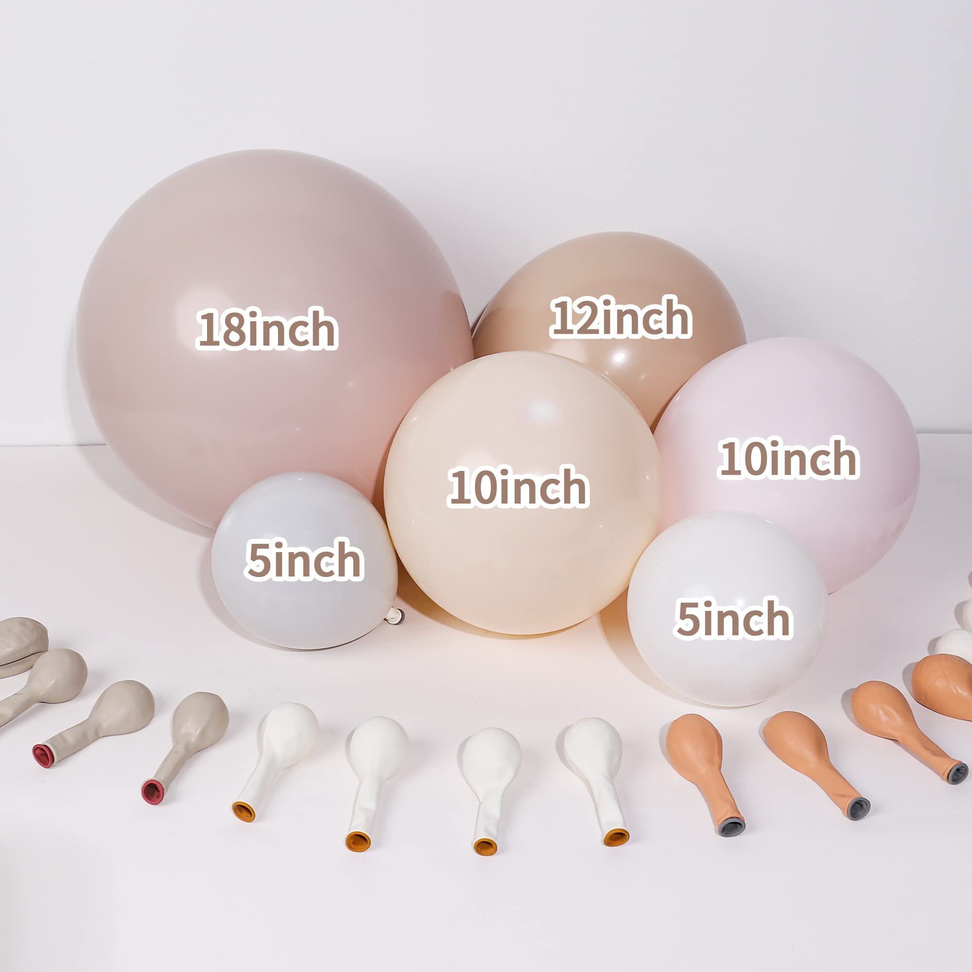 Boho Balloons Garland Arch Kit - 128PCS Double Stuffed 18/12/10/5 Inch Double Garland Kit Layer Matte White Cream Peach Pink Balloons Set for Wedding Birthday Baby Shower Party Decorations