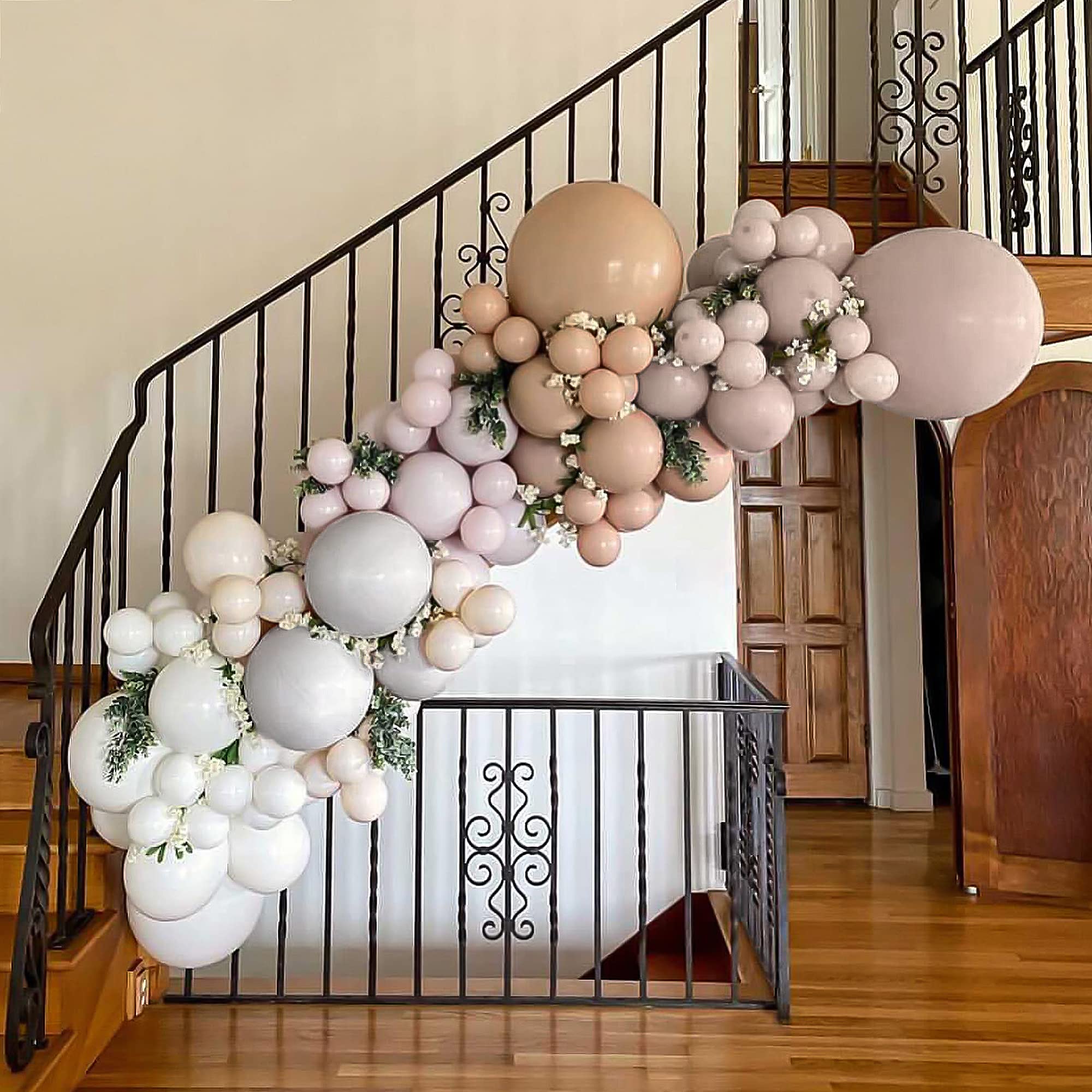 Boho Balloons Garland Arch Kit - 128PCS Double Stuffed 18/12/10/5 Inch Double Garland Kit Layer Matte White Cream Peach Pink Balloons Set for Wedding Birthday Baby Shower Party Decorations