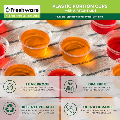 Freshware Portion Cups 100, 2 oz-200 Sets, Clear