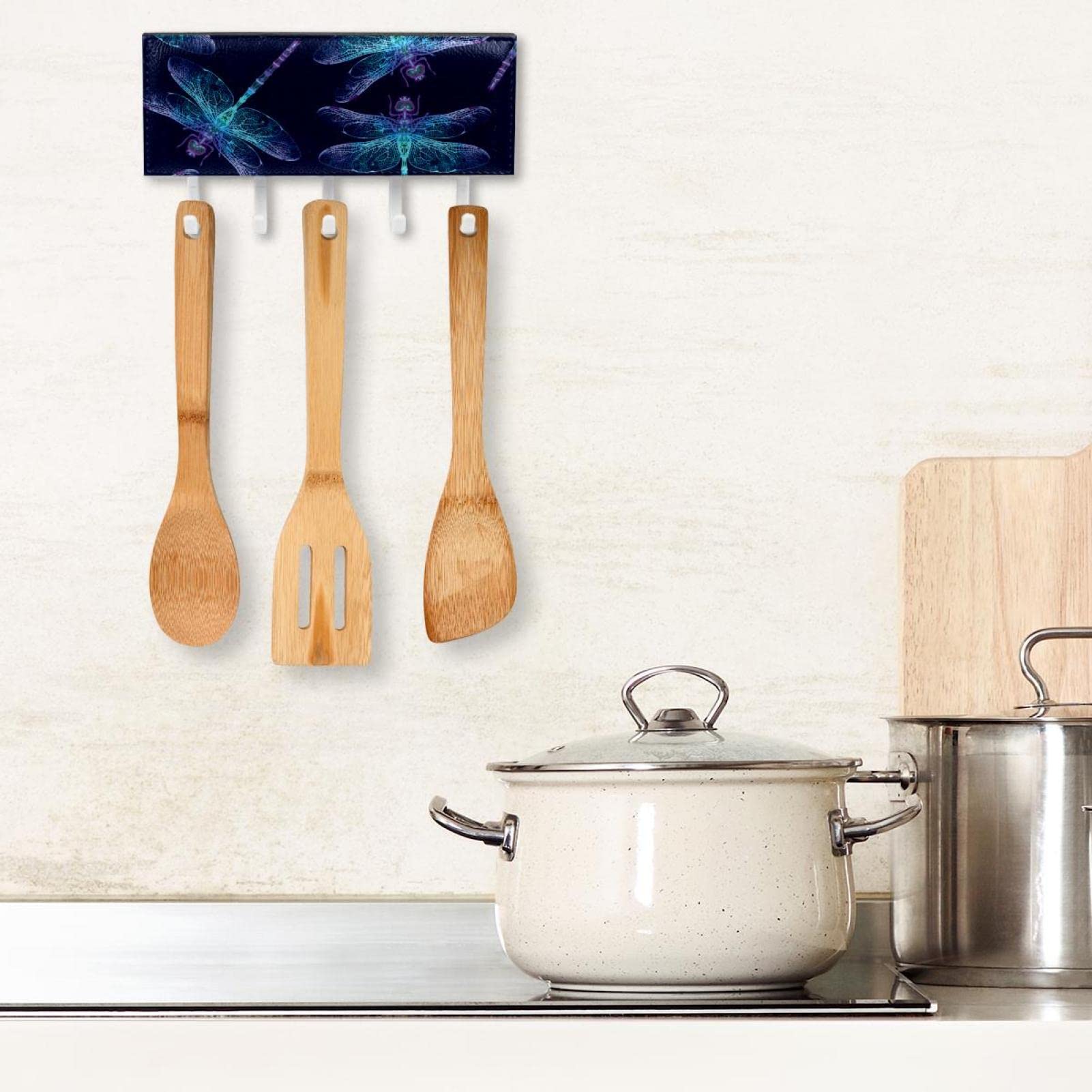 Self Adhesive Hooks Wall Mounted, Coat and Hat Hooks Rack, Dragonfly Navy Blue Towel Hanger Hook, Door Bathroom Kitchen Bathroom Decor