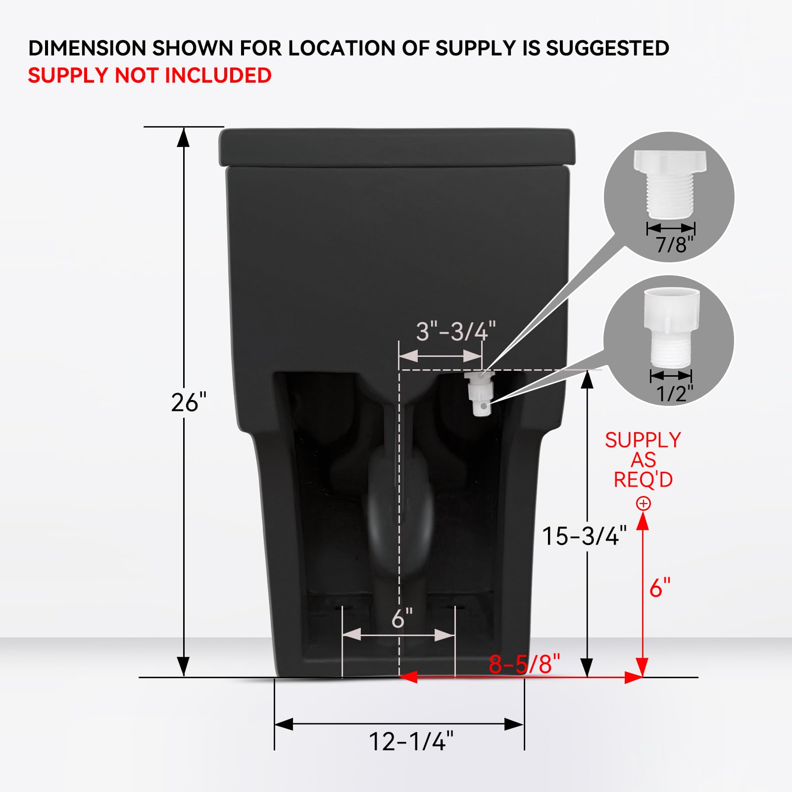 HOROW T0338WB Elongated One Piece Toilet Black, Compact Modern Toilet with Comfortable Seat Height, ADA Chair Height 17.3", Power Dual Flush 0.8/1.28 GPF & MAP 1000g, Matte Black, 12" Rough-in