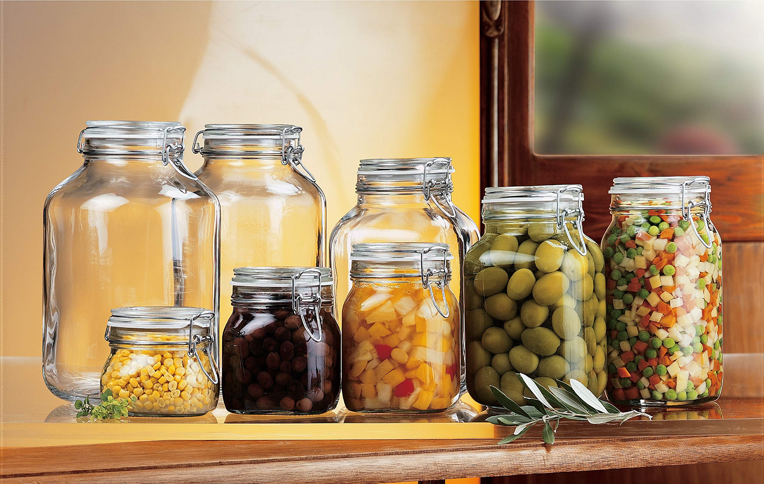 Bormioli Rocco Fido Jar with Blue Top, Set of 12, 6.75 oz, Clear
