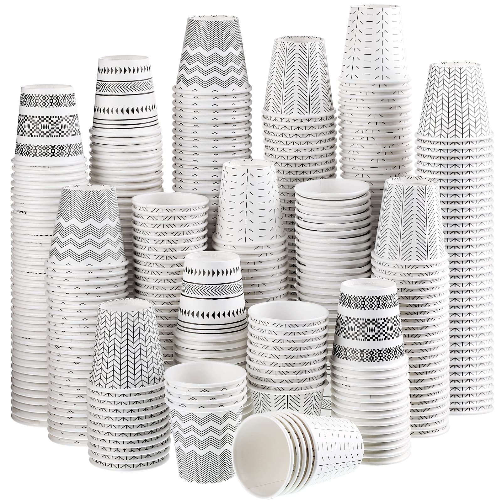600 Pack Disposable 3 oz Paper Cups, Mouthwash Small Tasting Cups Bathroom Paper Coffee Cold Beverage Drinking Cup for Picnic, BBQ, Party, Travel and Event (Stylish)