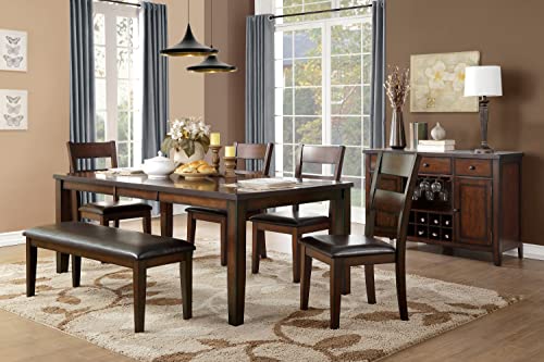 Tidyard Cherry Finish Classic Style Set of 2 Side Chairs Mango Veneer Faux Leather Upholstered Transitional for Kitchen Dining Room Living Room Home Furniture